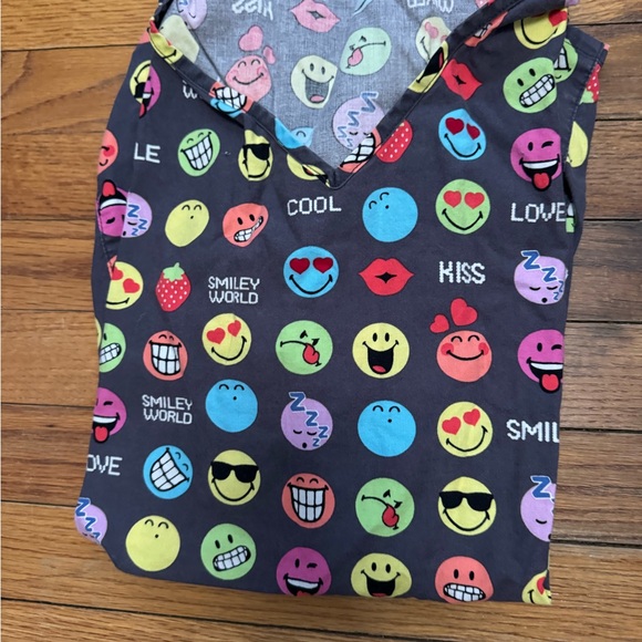 Tops | Colorful Emoji Scrub Shirt | Poshmark